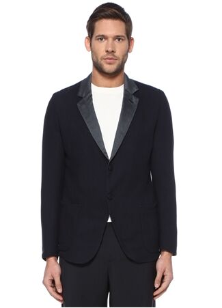 Emporio Armani Erkek Lacivert Kelebek Yaka Dokulu Ceket 52 IT