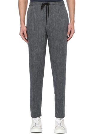 Emporio Armani Erkek Gri Beli Kordonlu Boru Paça Keten Pantolon 50 IT