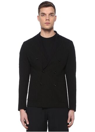 Emporio Armani Erkek Siyah Kelebek Yaka Dokulu Ceket 50 IT