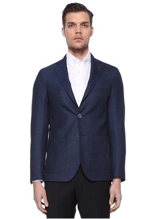 Pal Zileri Erkek Drop 7 Lacivert Kelebek Yaka Nopeli Yün Ceket 50 IT