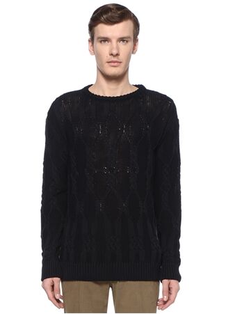 Pal Zileri Erkek Lacivert Saç Örgü Dokulu Kazak 50 IT