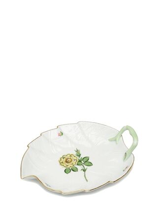 Herend GV Yaprak Formlu Porselen Tabak Çok Renkli