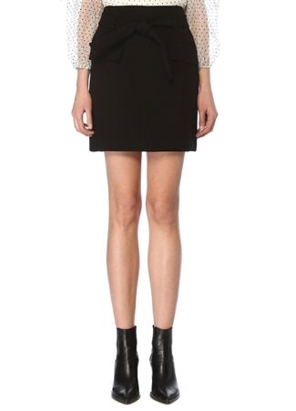 Maje Kadın Siyah Beli Kemerli Mini Etek 34 FR