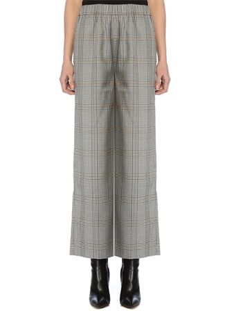 Maje Kadın Picardo Gri Ekoseli Bol Paça Pantolon 36 FR