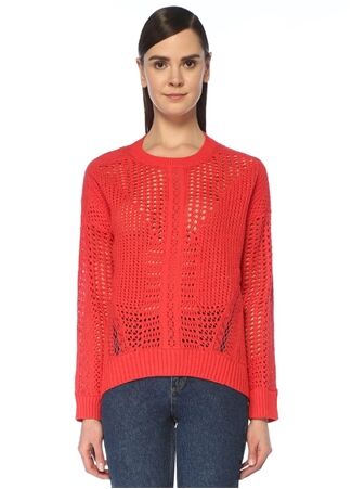 Maje Kadın Kırmızı File Dokulu Triko Kazak FR