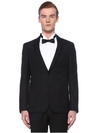 Boss Erkek Slim Fit Siyah Şal Yaka Smokin Ceketi Lacivert 48 IT