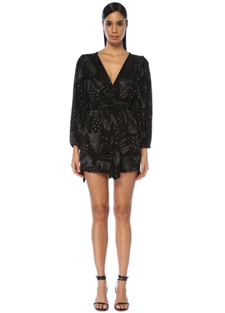 Isabel Marant Kadın Vienna Siyah V Yaka İşlemeli Kuşaklı Mini Elbise 34 Fr