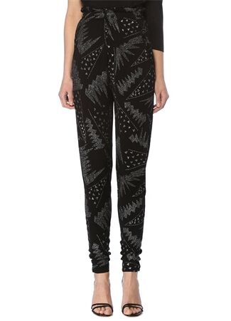 Isabel Marant Kadın Vurner Siyah Yüksek Bel İşleme Detaylı Pantolon 36 FR