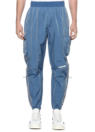 Les Benjamins Erkek Mavi Reflektif Şeritli Jogger Eşofman Altı M EU
