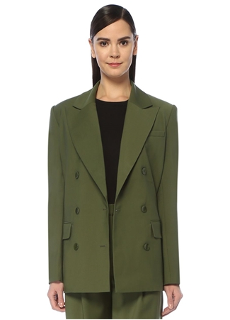 Tibi Kadın Yeşil Arkası Kesim Detaylı Kruvaze Blazer Ceket 4 US