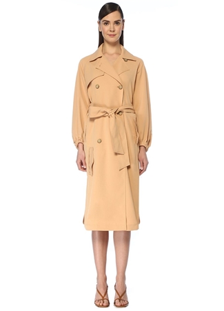 Tibi Kadın Bej Pardösü Formlu Kuşaklı Midi Elbise 4 US