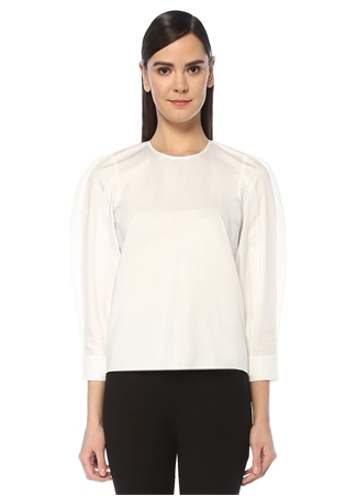 Tibi Kadın Beyaz Karpuz Kol Poplin Bluz 4 US