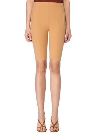 Tibi Kadın Bej Yüksek Bel Dikişli Biker Şort 2 US