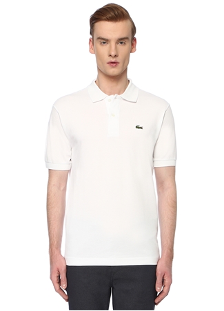Lacoste Erkek Classic Fit Beyaz Logolu Polo Yaka T-shirt S EU