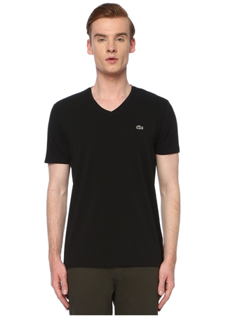 Lacoste Erkek Siyah V Yaka Logolu Basic T-shirt S EU