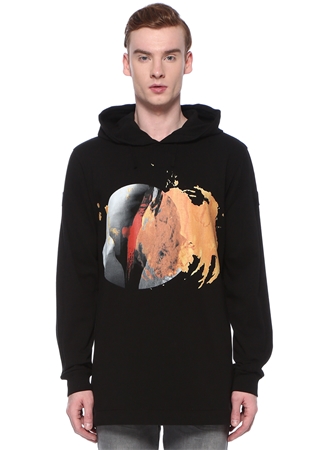 Moncler Genius Erkek 07 ALYX9SM Siyah Kapüşonlu Baskılı Sweatshirt S EU