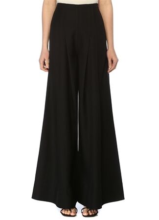 Jacquemus Kadın Arcello Siyah Yüksek Bel Pilili Bol Paça Pantolon 40 Fr