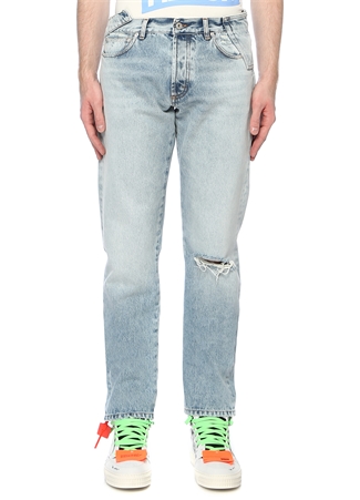 Heron Preston Erkek Sami Miro Mavi Yüksek Bel Yıpratmalı Jean Pantolon 30 US