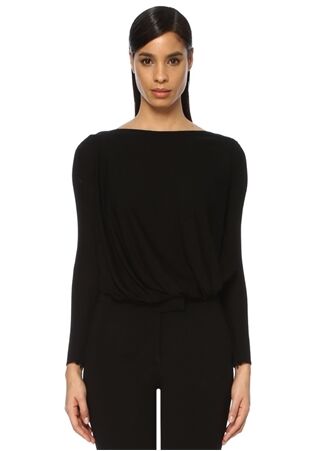 Tom Ford Kadın Siyah Drapeli Sırt Dekolteli Uzun Kol Body 38 IT