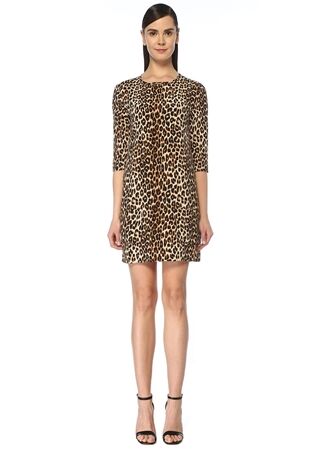 Equipment Kadın Aubrey Leopar Desenli Mini İpek Elbise Kahverengi Xs Eu