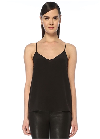 Equipment Kadın Layla Siyah V Yaka İpek Bluz L EU