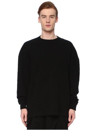Unravel Erkek Siyah Kırışık Dokulu Sweatshirt S EU