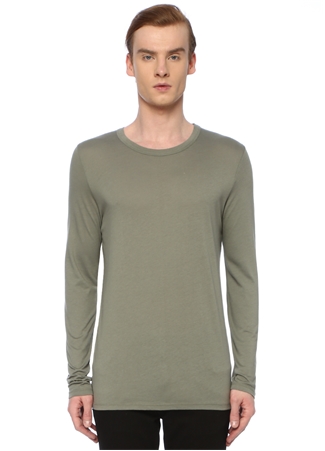 Tru Erkek Haki Bisiklet Yaka Uzun Kollu T-shirt XL EU