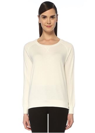 Tru Kadın Beyaz Reglan Kol Sweatshirt Bej S/M EU