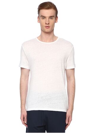 Derek Rose Erkek Beyaz Keten T-shirt S EU