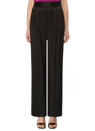 Michelle Mason Kadın Siyah Yüksek Bel Bol Paça İpek Saten Pantolon 0 US Michelle Mason Kadın Siyah Yüksek Bel Bol Paça İpek Saten Pantolon 0 US