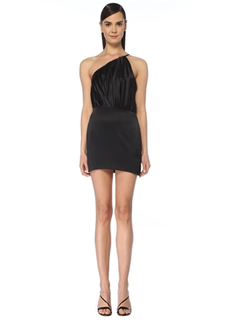 Michelle Mason Kadın Lacivert Tek Kol Mini İpek Saten Kokteyl Elbise 4 US Michelle Mason Kadın Lacivert Tek Kol Mini İpek Saten Kokteyl Elbise 4 US