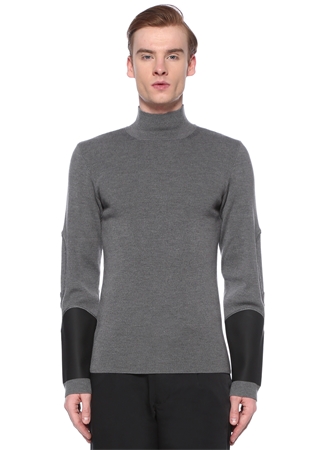 Alyx Studio Erkek Gri Balıkçı Yaka Garni Detaylı Yün Kazak M EU