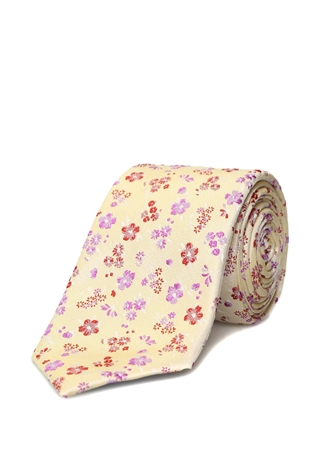 Tino Cosma Erkek Bej Çiçek Desenli İpek Kravat EU Tino Cosma Erkek Bej Çiçek Desenli İpek Kravat EU