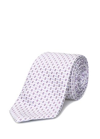 Tino Cosma Erkek Lila Geometrik Desenli İpek Kravat EU