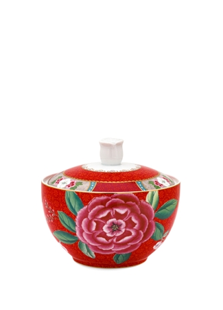 Pip Studio Blushing Birds Kırmızı Desenli Porselen Şekerlik