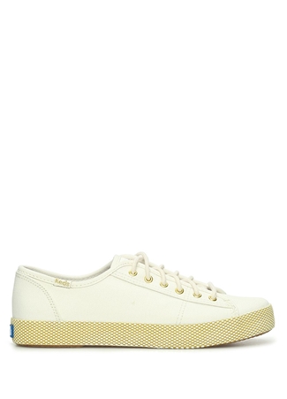 KEDS Kadın Beyaz Gold Doku Detaylı Kanvas Sneaker Gri 36 EU