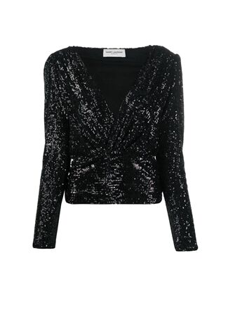 Kadın Siyah V Yaka İşlemeli Kruvaze Bluz L EU Kadın Siyah V Yaka İşlemeli Kruvaze Bluz L EU