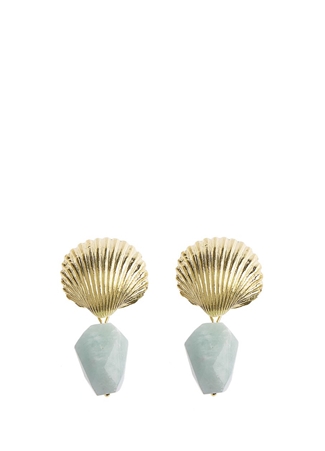 Fidelle Kadın Aquatic Utopia Amazonit Taşlı Altın Rengi Kaplama Küpe EU