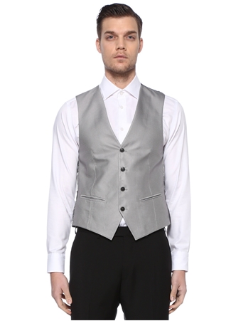 Palzileri Lab Erkek Drop 8 Gri V Yaka Mikro Desenli Yelek 48 IT