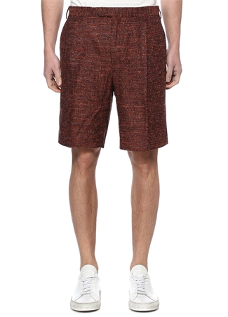 Pal Zileri Erkek Regular Fit Drop 8 Turuncu Tweed İpek Bermuda 48 IT