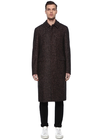 Sartoriale Erkek Drop 8 Kahverengi Polo Yaka Mikro Desenli Palto Siyah 50 IT