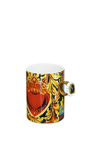 Baci Milano Gio Kalp Baskılı Karışık Desenli Porselen Kupa Siyah