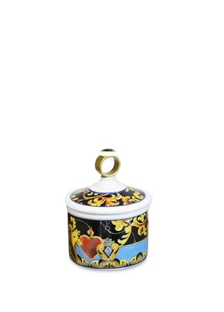 Baci Milano Gio Siyah Baskılı Porselen Şekerlik