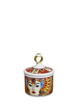 Baci Milano Gio Kırmızı Baskılı Porselen Şekerlik