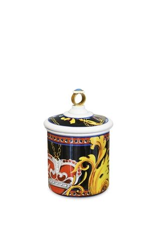 Baci Milano Gio Siyah Baskılı Kapaklı Porselen Dekoratif Kutu