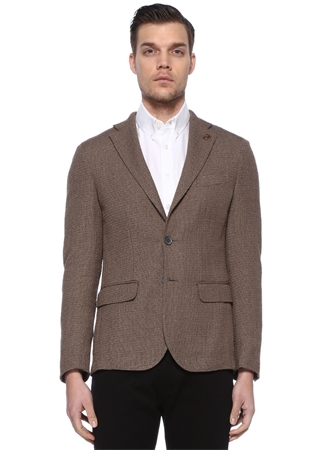 Pal Zileri Erkek Drop 7 Kahverengi Kelebek Yaka Örgü Dokulu Ceket 50 IT