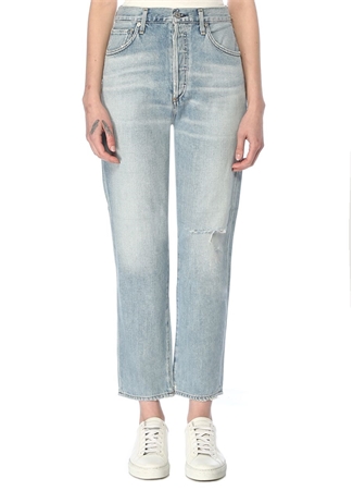 Citizens Of Humanity Kadın Mckenzie Yıpratmalı Boru Paça Jean Pantolon Mavi 23 US
