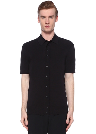 Neil Barrett Erkek Siyah Polo Yaka Kısa Kollu Triko Lacivert S EU