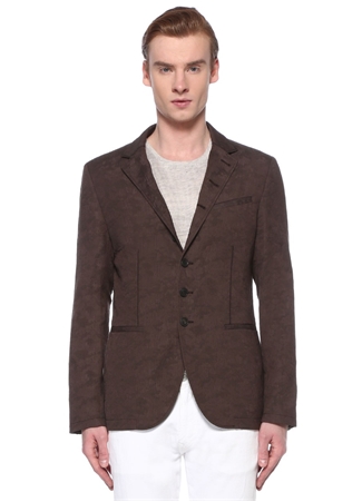 John Varvatos Erkek Kahverengi Kelebek Yaka Kırışık Dokulu Ceket 50 IT
