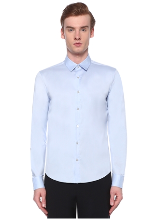 Wooyoungmi Erkek Mavi Küçük Yaka Gömlek 46 IT